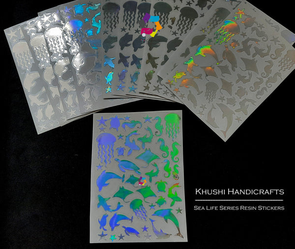 Holographic Resin Stickers- Sea Life series – Khushi Handicrafts