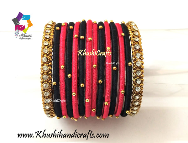 Black Red Silk Thread Bangles – Khushi Handicrafts